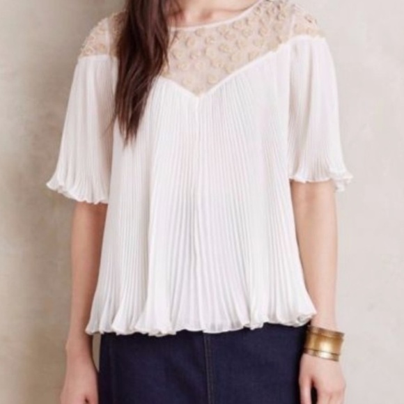 Floreat | Tops | Anthropologie Floreat Petalwork Applique Yoke Top ...